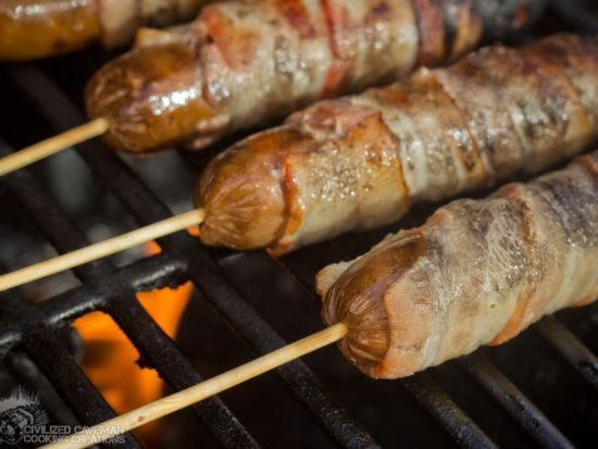 Bacon Wrapped Beef Franks with Spicy "Relish"