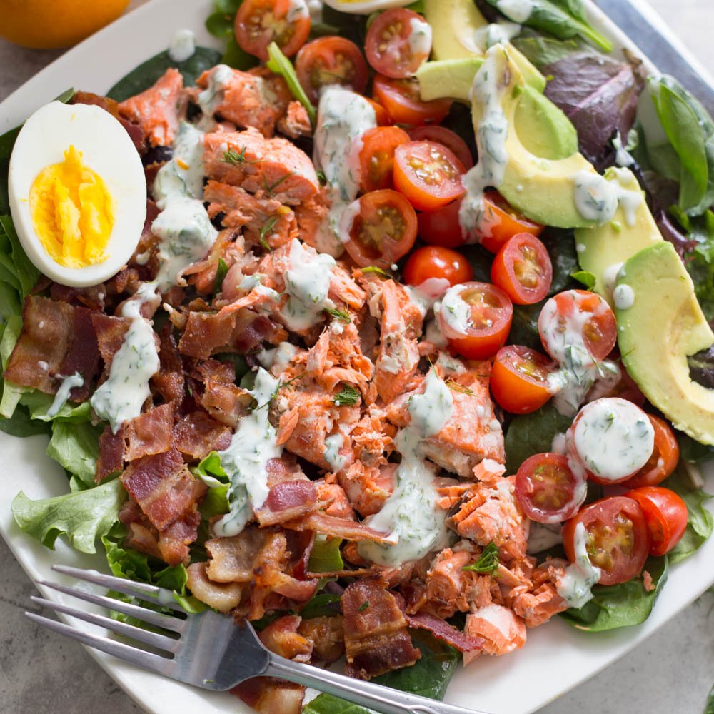 Salmon BLT Cobb Salad » Civilized Caveman